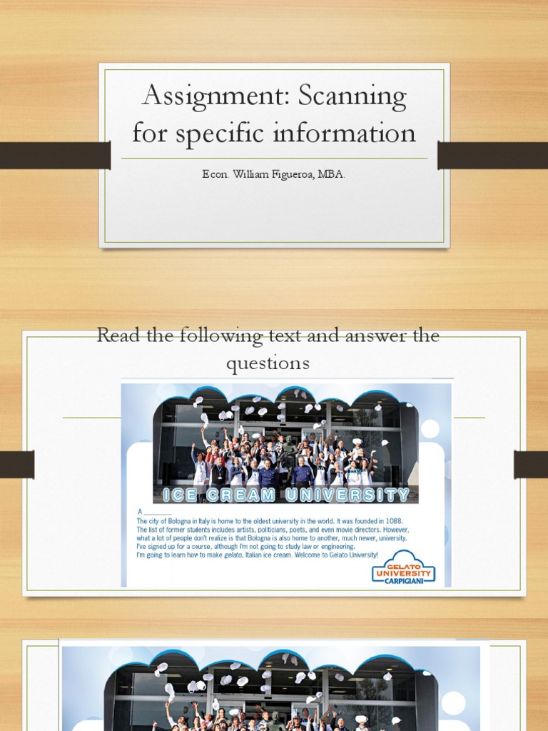 Assignment Scanning For Specific Information PDF