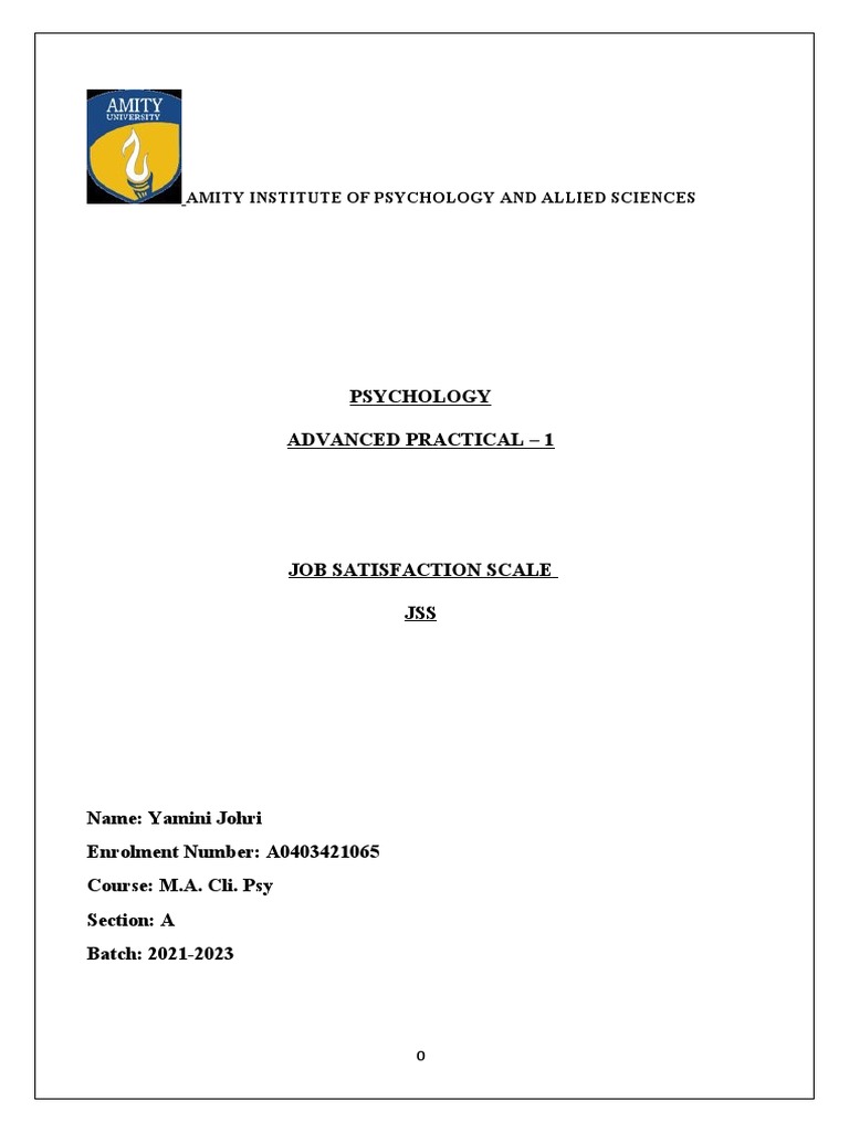 Job Statisfaction Scale | PDF | Job Satisfaction | Applied Psychology