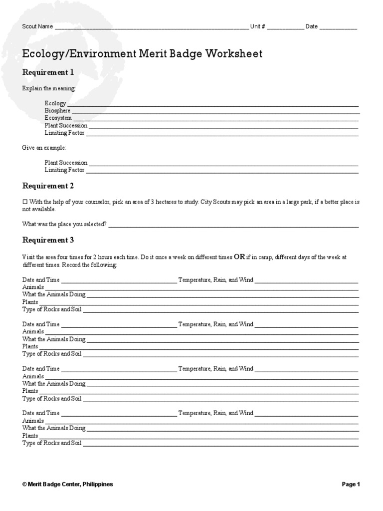 Environement Merit Badge For Pathfinder | PDF | Natural Environment ...
