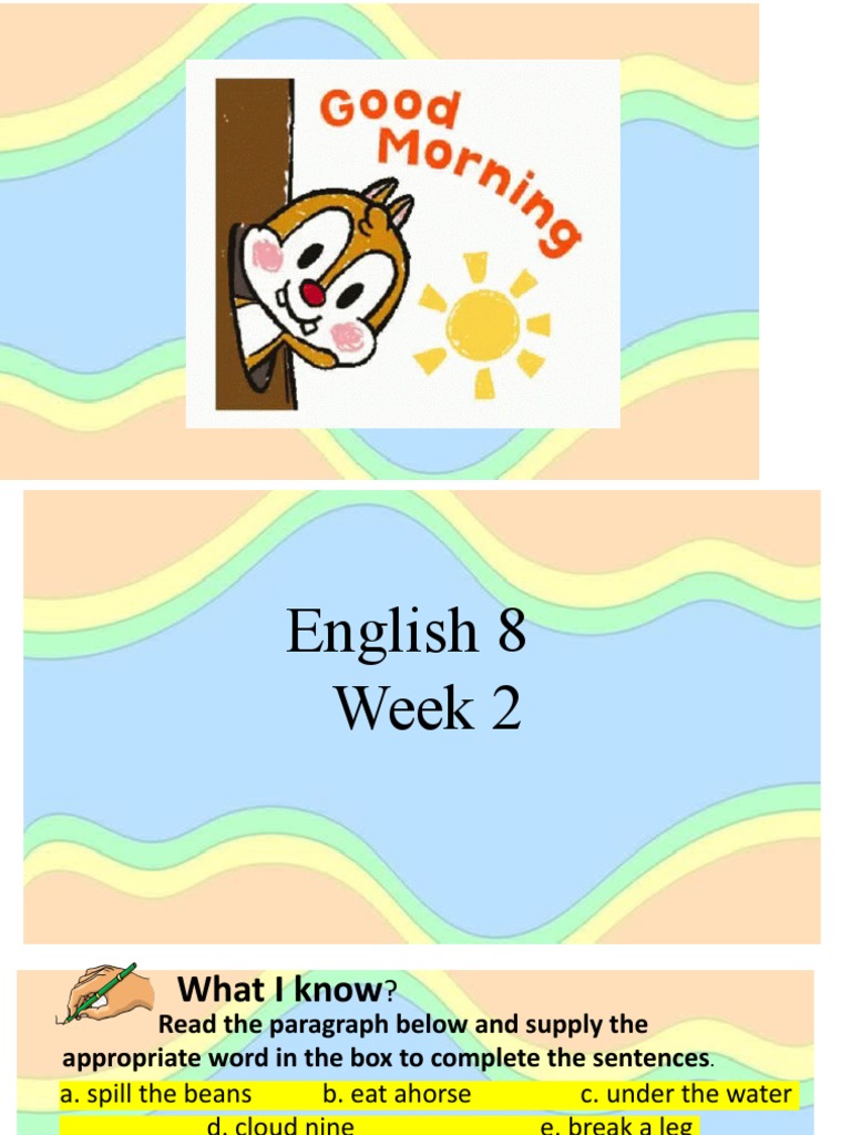Grade 8 Week 2 | PDF | Idiom | Linguistics