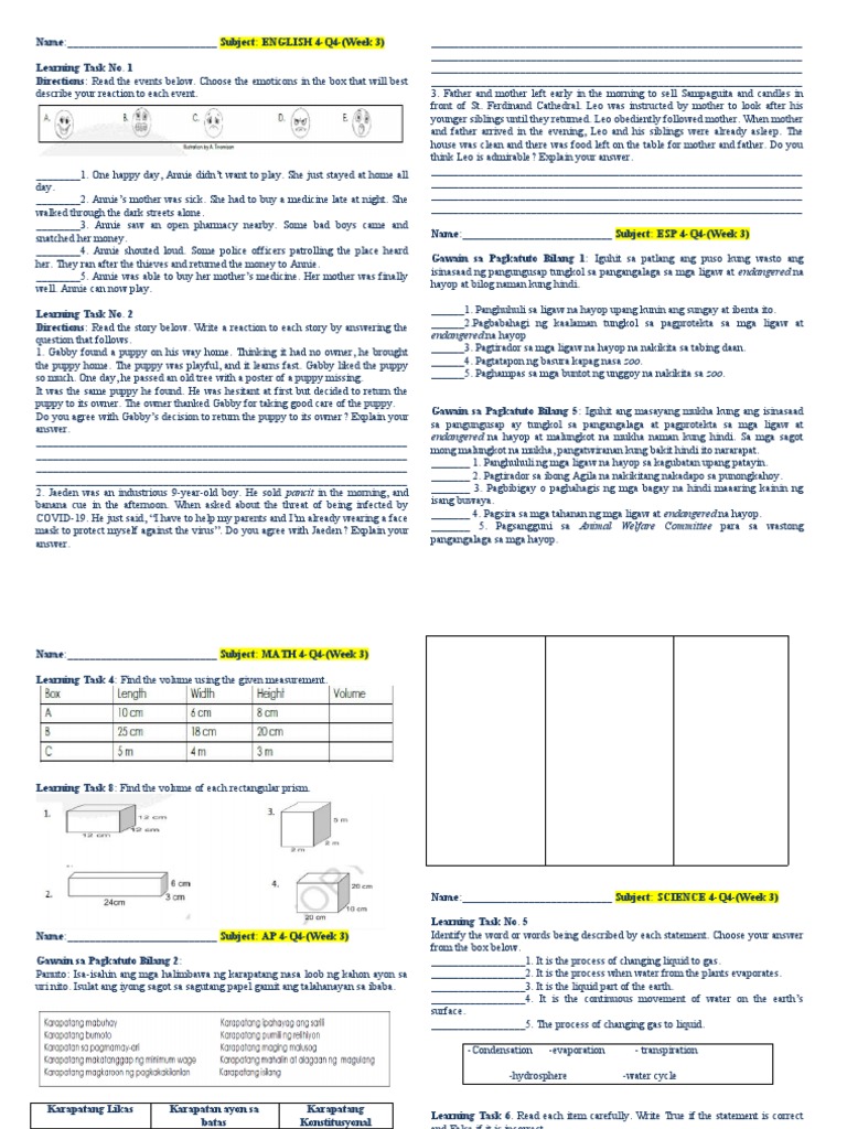 Activity Sheets q4 Wk. 3 | PDF | Water Cycle | Water