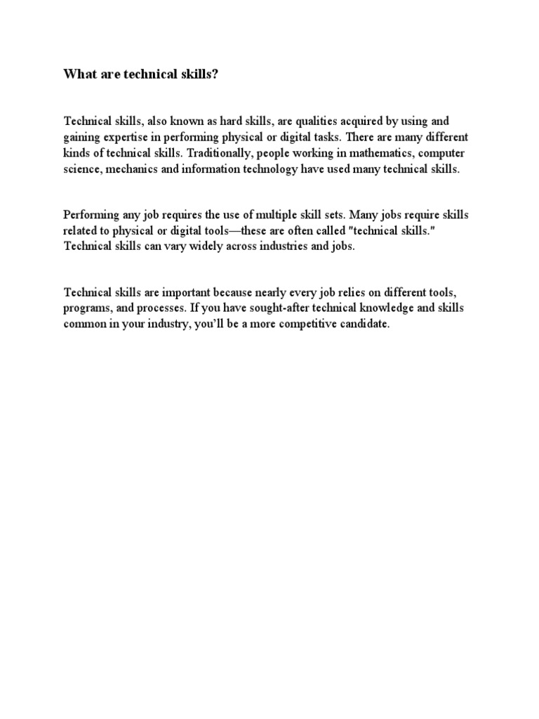 Understanding Technical Skills | PDF