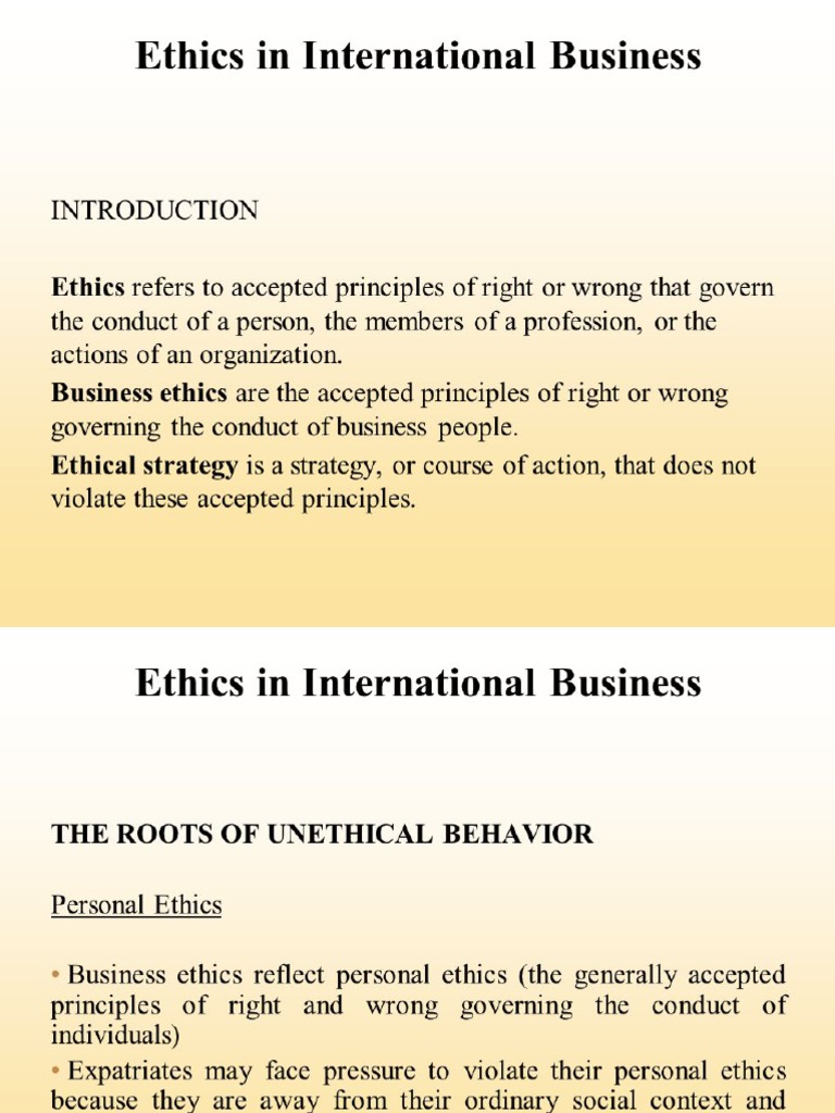 Ethics in International Business | PDF