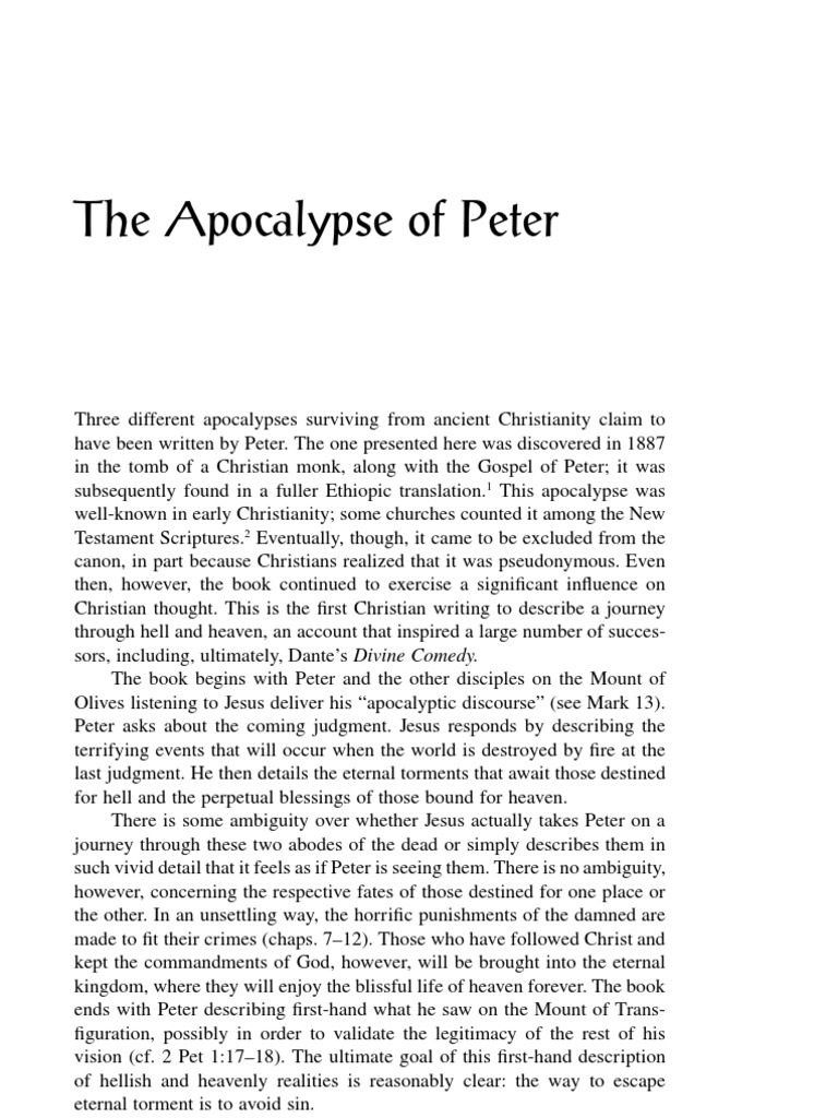 The Apocalypse of Peter Overview | PDF