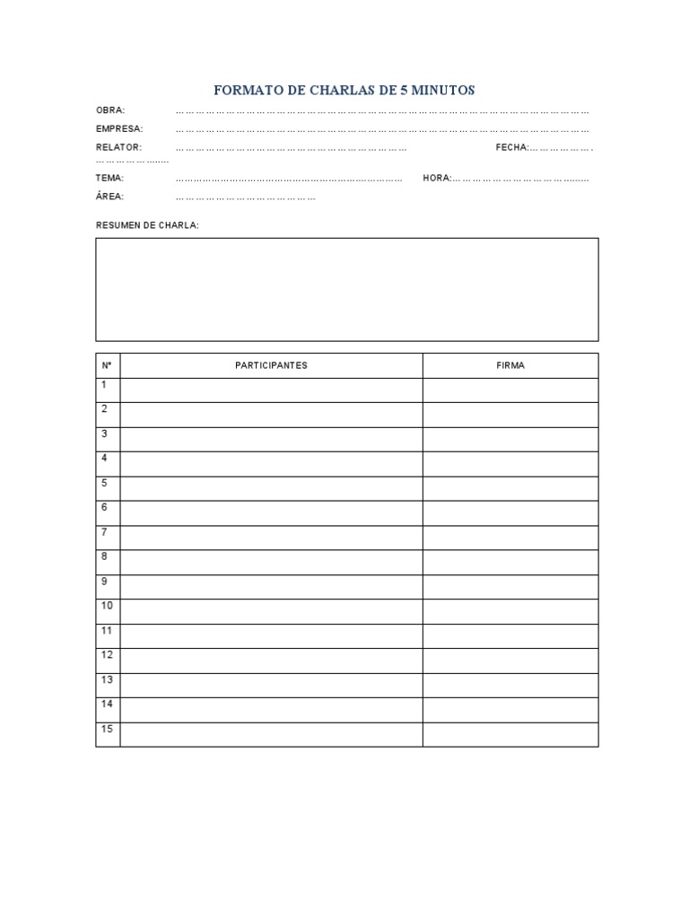 Formato Charla Actualizado | PDF