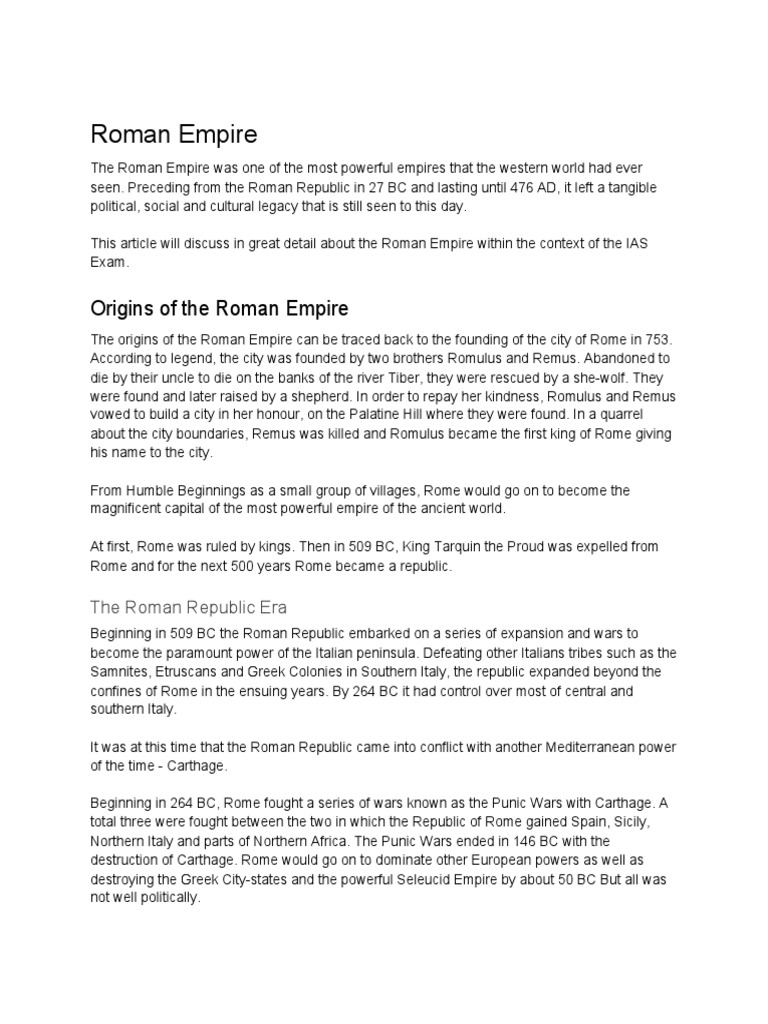 Origins of The Roman Empire | PDF | Ancient Rome | Roman Republic