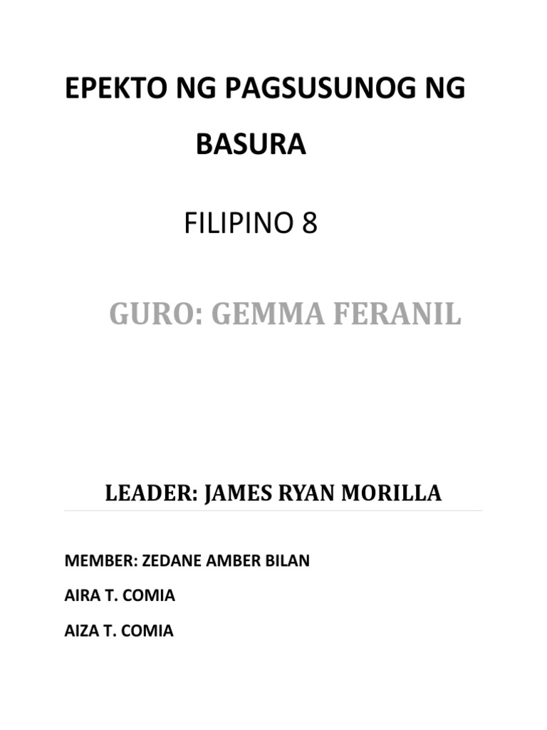 Epekto NG Pagsusunog NG Basura | PDF