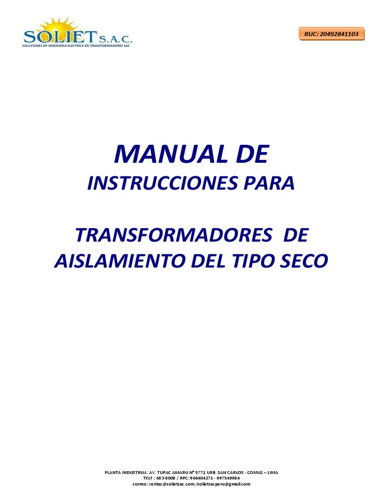 Manual Trafo Monofasico Seco | PDF | Transformador | Ingenieria Eléctrica