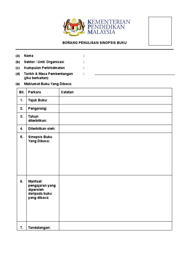 Borang Sinopsis Buku - 21 | PDF