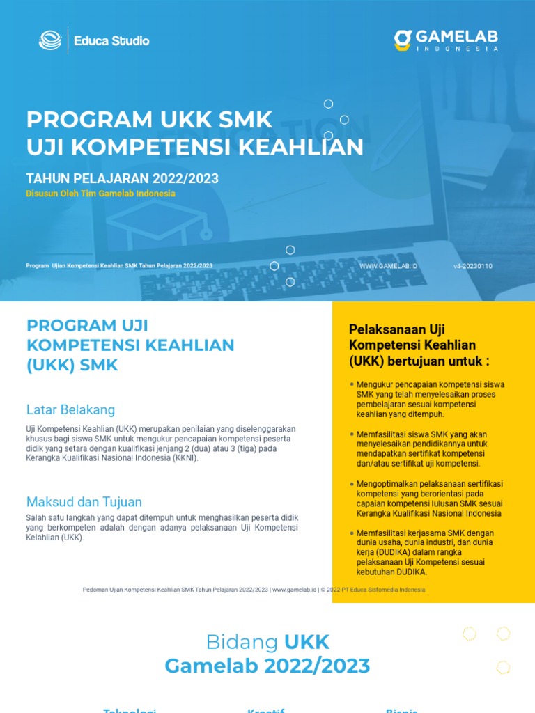 Program Gamelab - Ukk SMK TP 2022 - 2023 | PDF