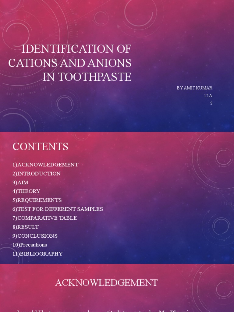 Identification of Cations and Anions in Toothpaste | PDF