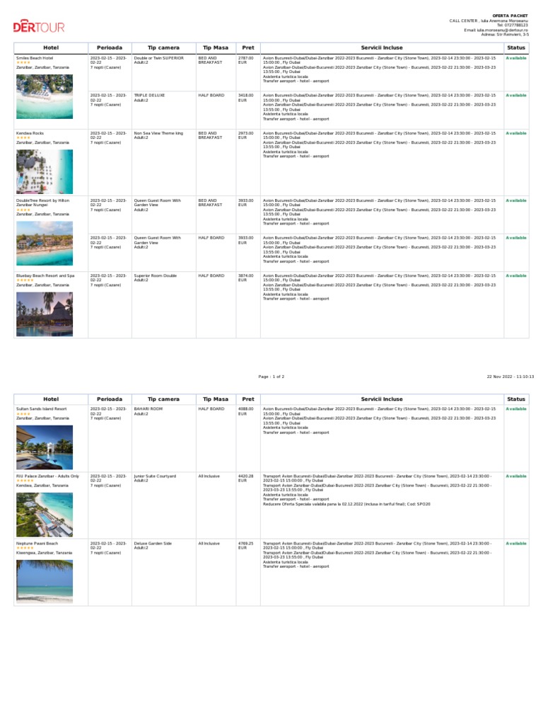 Oferta Zanzibar | PDF | Tourist Accommodations | Hotel