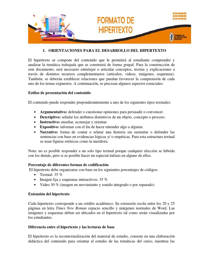 Instrucciones para El Desarrollo Del Hipertexto | PDF | Hipertexto | Teoría