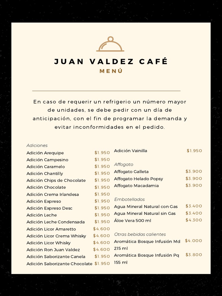 Menú y Precios de Juan Valdez Café | PDF | Comida y bebida | Cocina