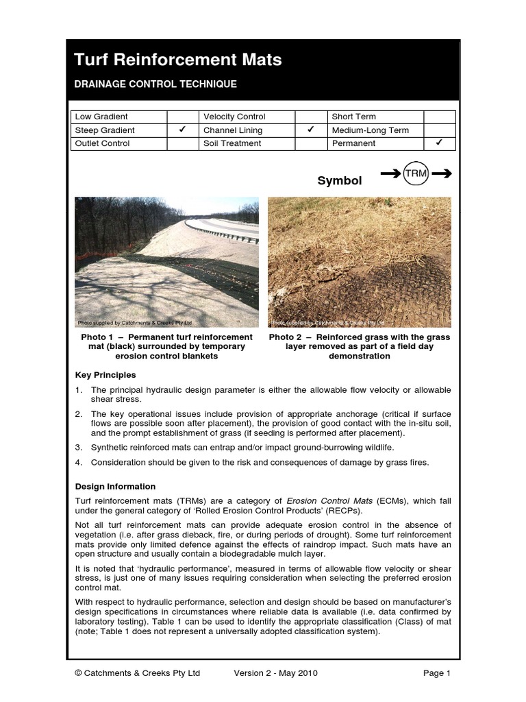 Turf Reinforcement Mats | PDF | Erosion | Sediment