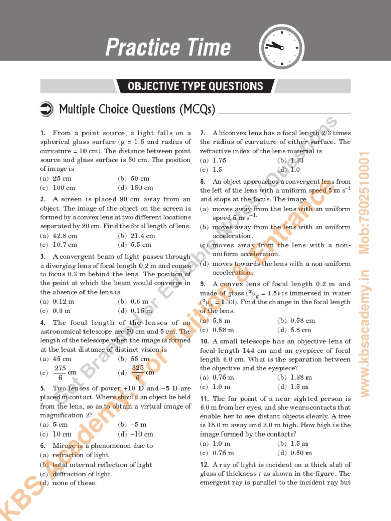 2 Chapter Practice | PDF | Optics | Radiation