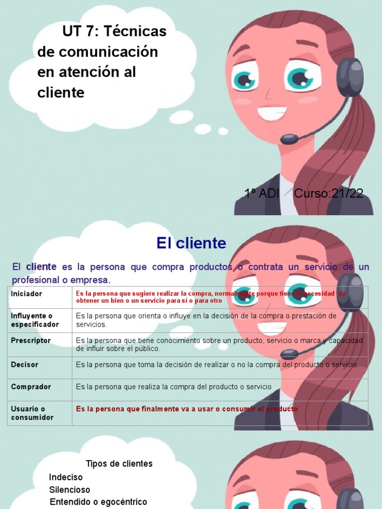 UD.7 Técnicas de Comunicación en La Atención Al Cliente | PDF | Cliente | Gestión de la relación ...