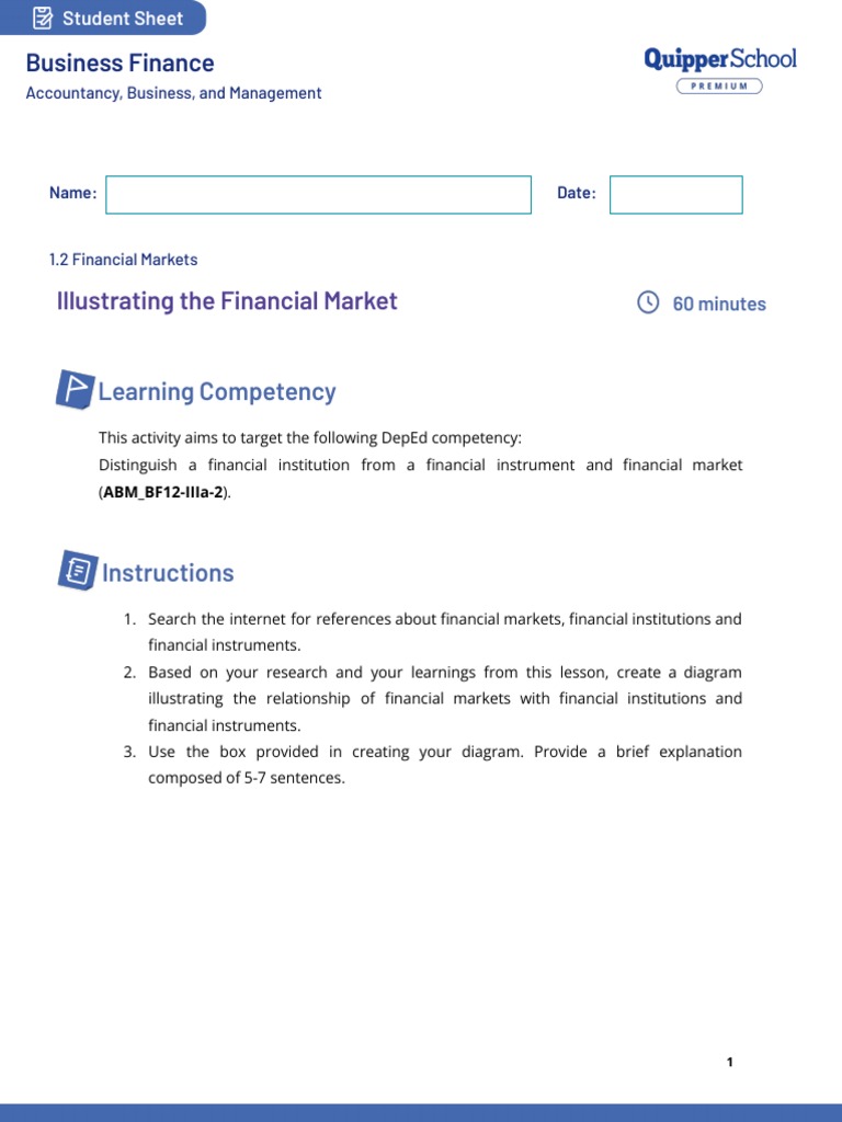 Illustrating The Financial Market: Learning Competency | PDF | Rubric ...