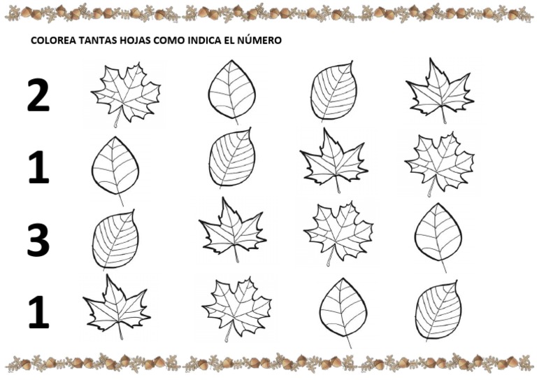 Asociacion Número-Cantidad Hojas Otoño | PDF