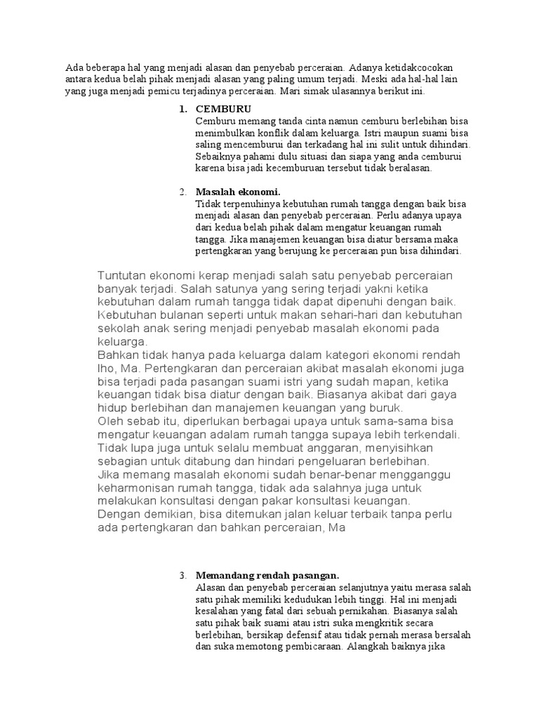 Penyebab Perceraian | PDF