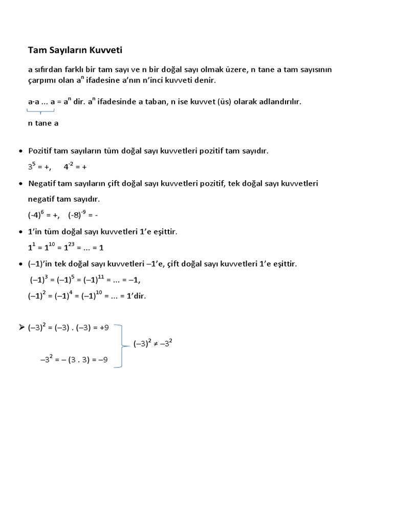 6 - Tam Sayıların Kuvveti | PDF
