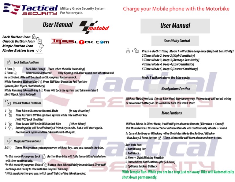 User Manual Tass V2 | PDF | Motorcycle | Manufactured Goods
