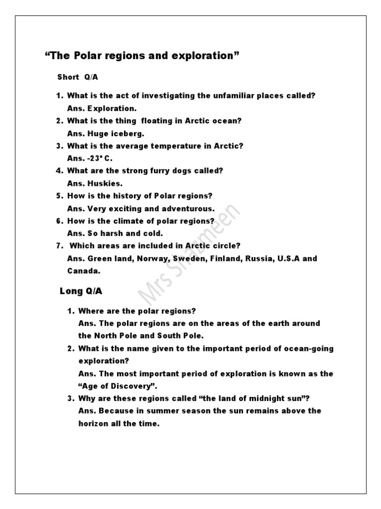 The Polar Regions and Exploration | PDF | Exploration | Arctic