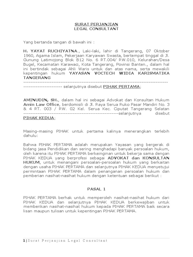 Surat Perjanjian Legal Corporate | PDF