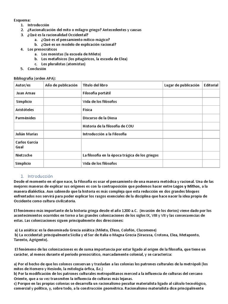 Tema 47 Presocraticos | PDF | Metafísica | Teorías filosóficas