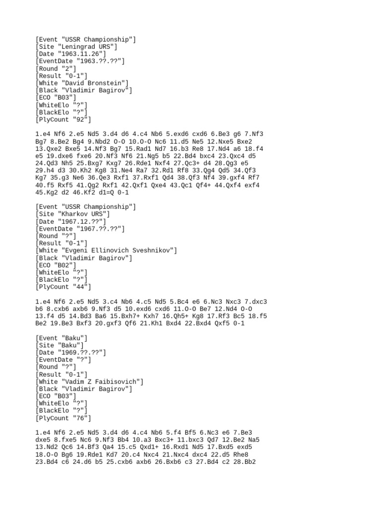 Bagirov's Notable Chess Matches | PDF | Traditional Games | Board Games