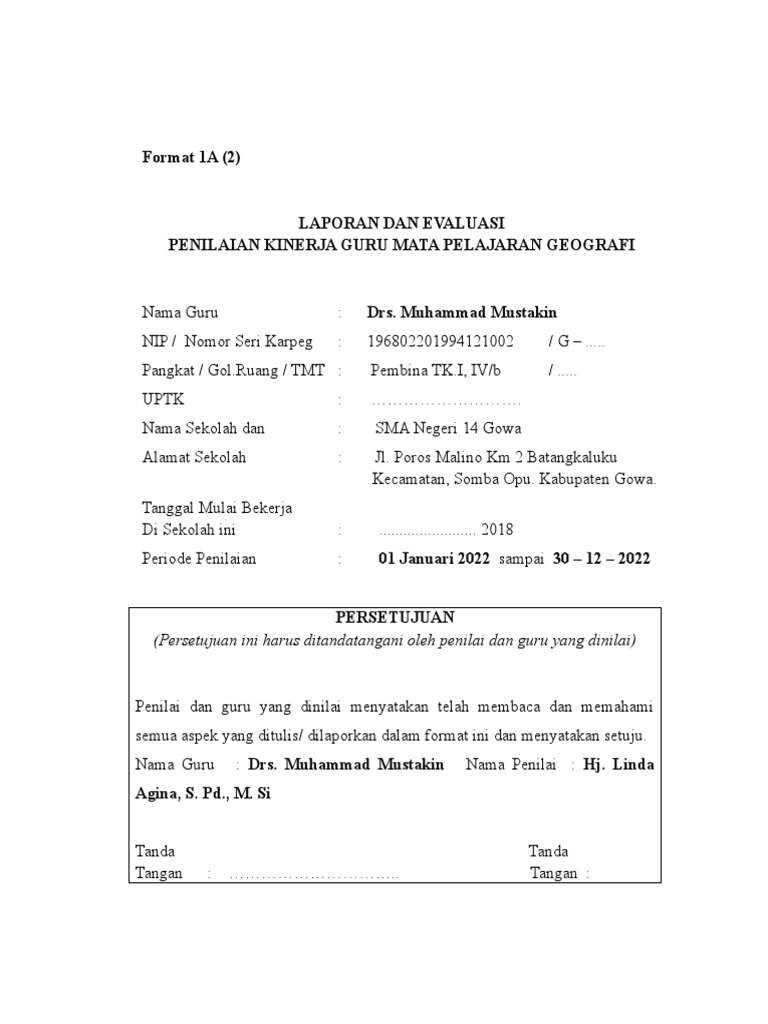 Penilaian Kinerja Guru PKG PKG Tugas Tam | PDF