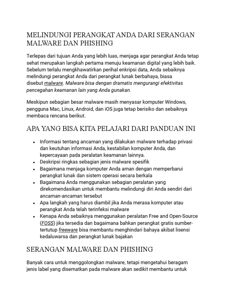 Melindungi Perangkat Anda Dari Serangan Malware Dan Phishing | PDF