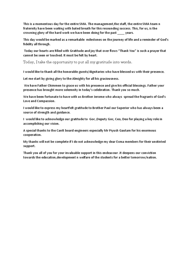 Vote of Thanks... Pls Do Not Delete | PDF