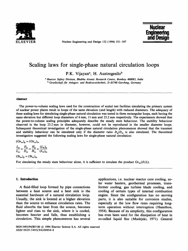 Scaling Laws For Single-Phase Natural Circulation Loops | PDF ...