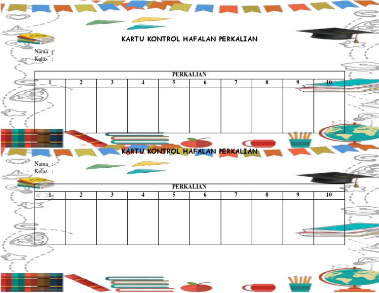 Contoh KARTU KONTROL HAFALAN PERKALIAN Kelas 2 | PDF
