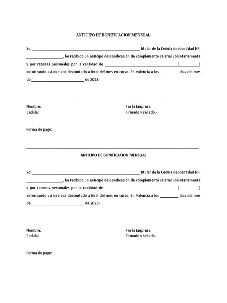 Recibo de Anticipos | PDF