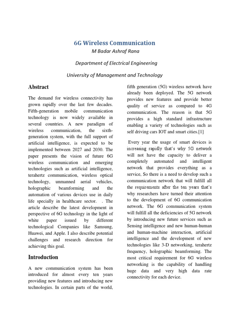 Future of 6G Wireless Communication | PDF | Computer Network | Terahertz Radiation