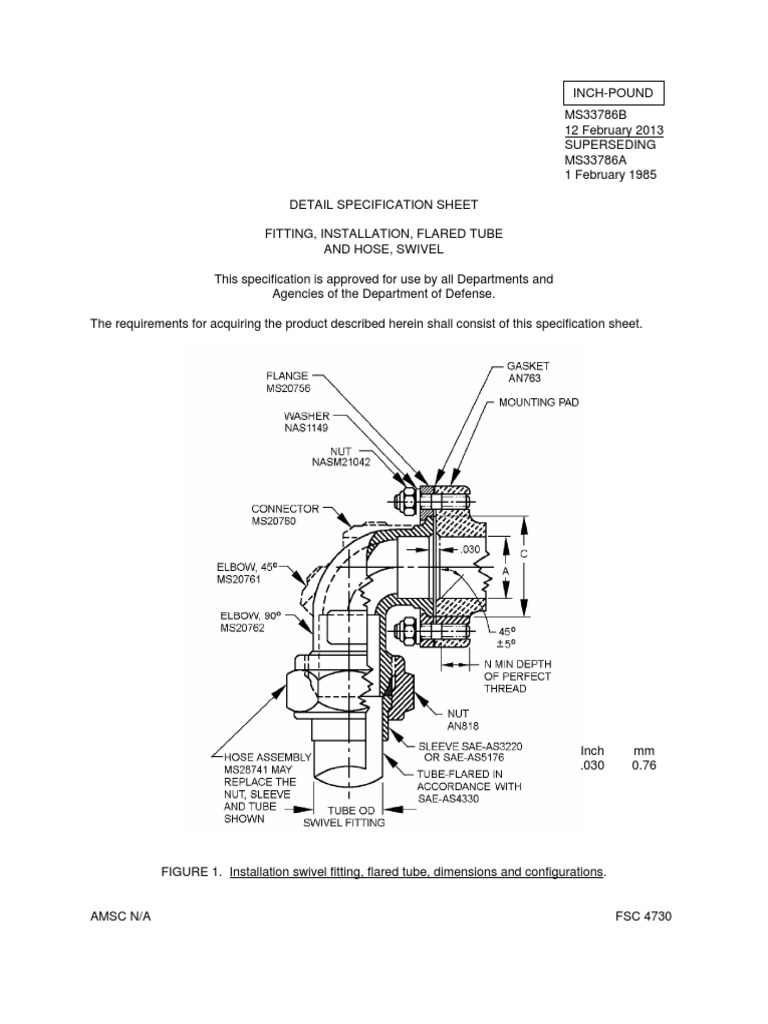 Flared Tube Swivel Fitting Specs | PDF | Technology & Engineering