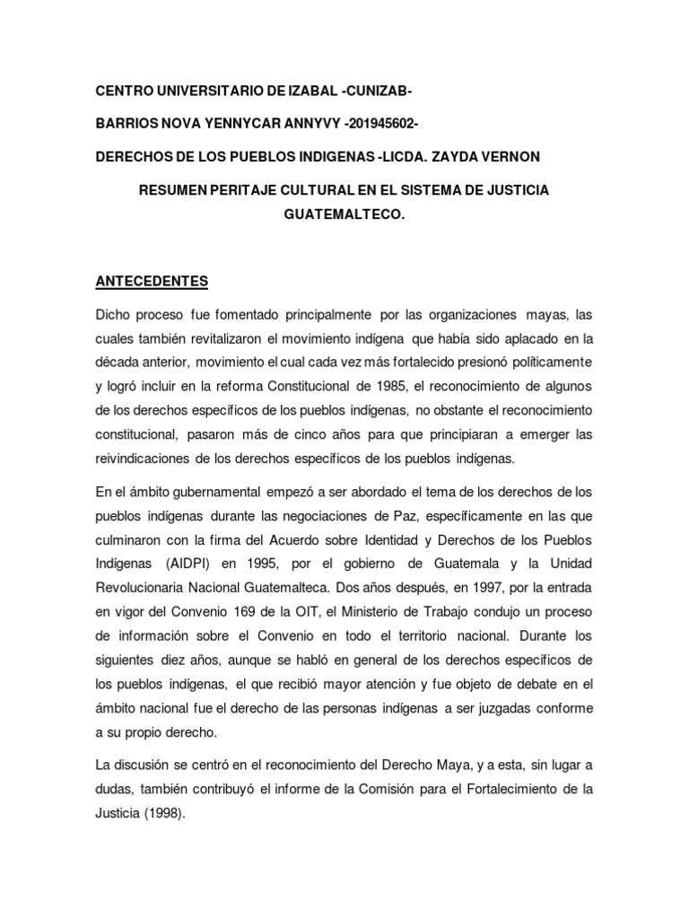 PERITAJE CULTURAL RESUMEN | PDF | Testigo experto | Juez