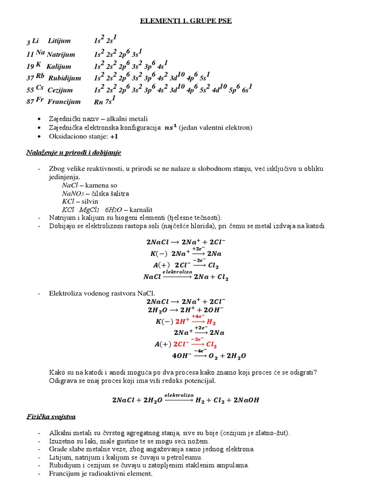 Elementi 1 Grupe | PDF
