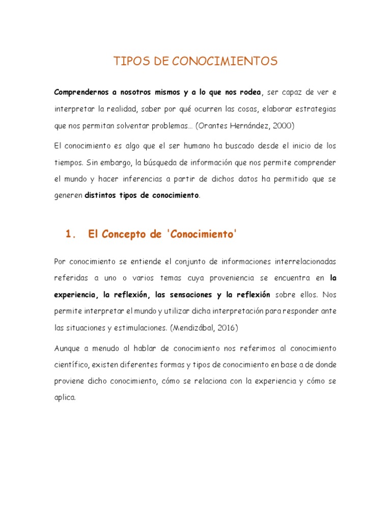 Tipos de Conocimiento | PDF | Conocimiento | Experiencia
