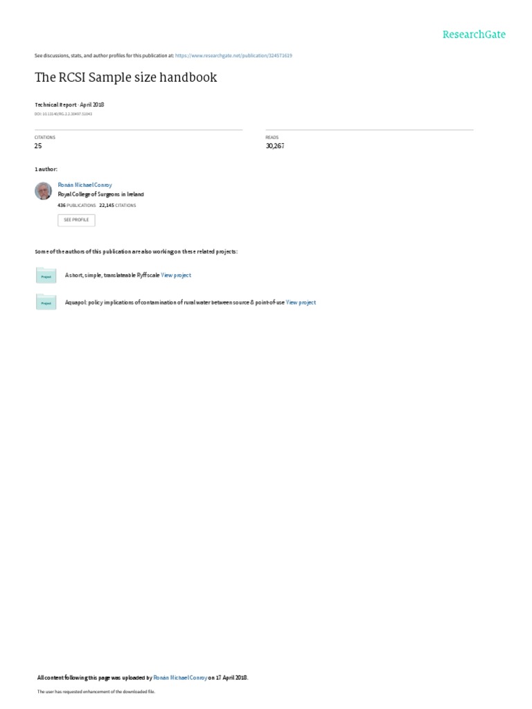 Rcs I Sample Size Guide 2018 | PDF | Sample Size Determination ...