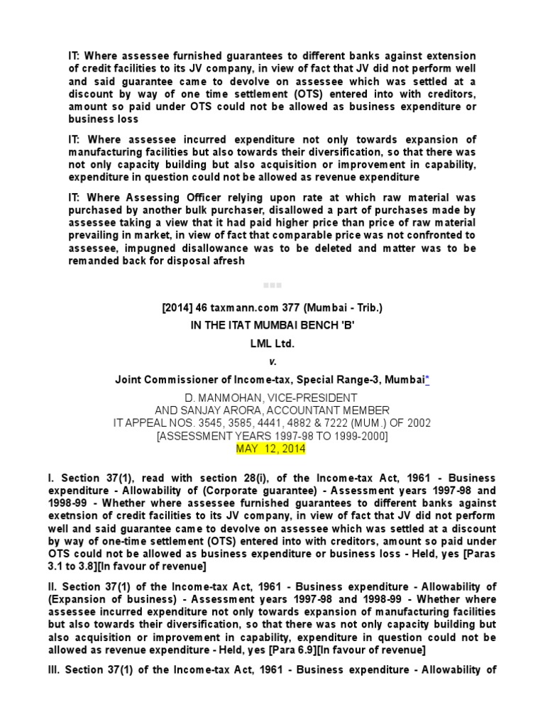 LML LTD Vs Joint Commiss | PDF
