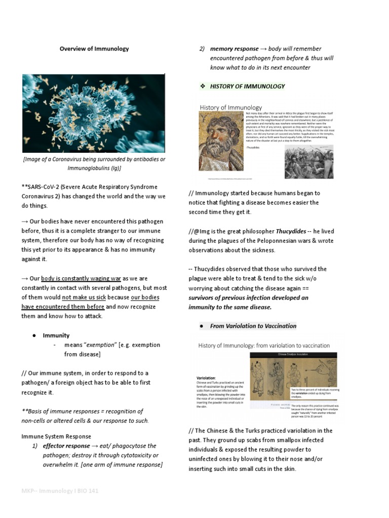 Overview of Immunology | PDF | Immune System | T Cell
