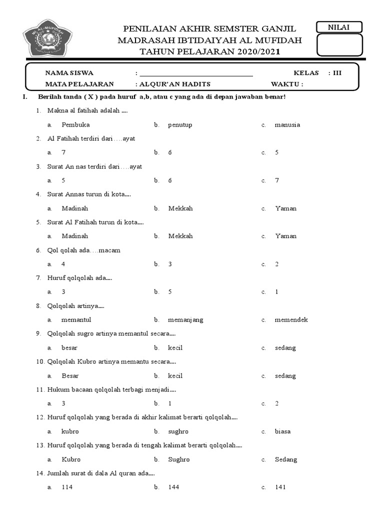 AL QURAN HADIS 3 Ok | PDF