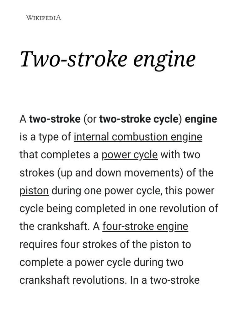 Two-Stroke Engine - Wikipedia | PDF | Internal Combustion Engine ...