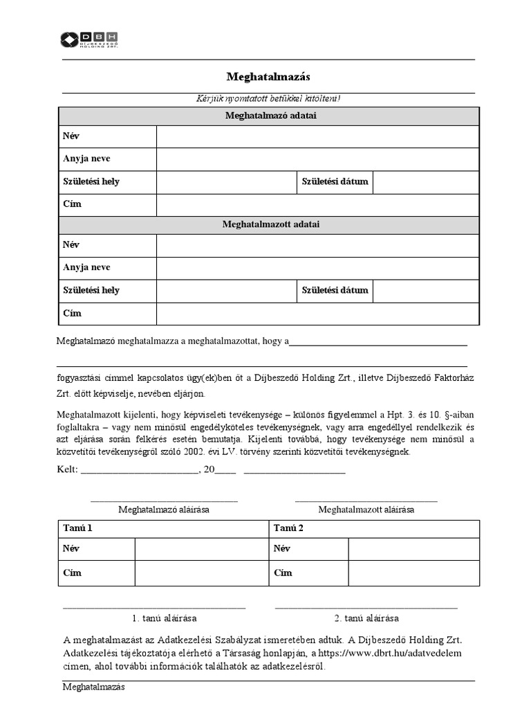 Meghatalmazas v08 220429 | PDF