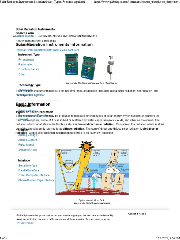 Solar Radiation Instruments Selection Guide Types, Features ...