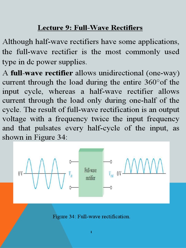Lecture 9: Full-Wave Rectifiers | PDF | Rectifier | Diode