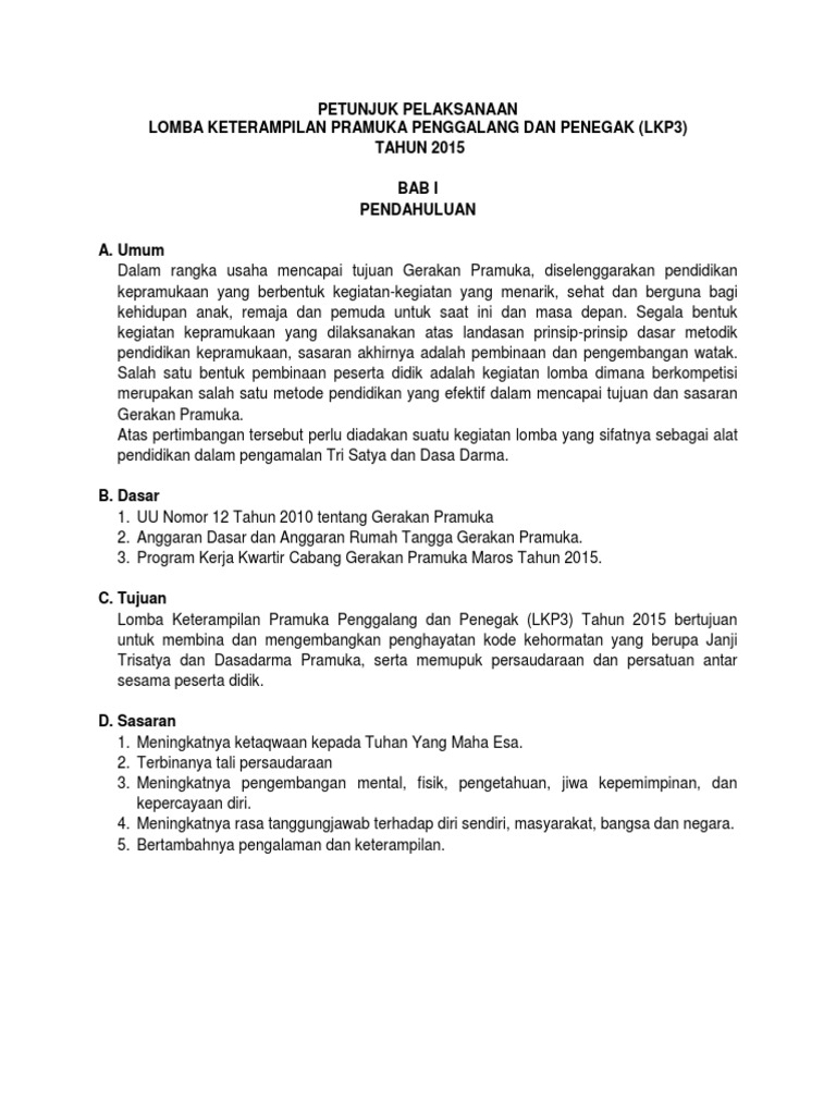 Contohh Juklak Dan Juknis Lomba Pramuka | PDF